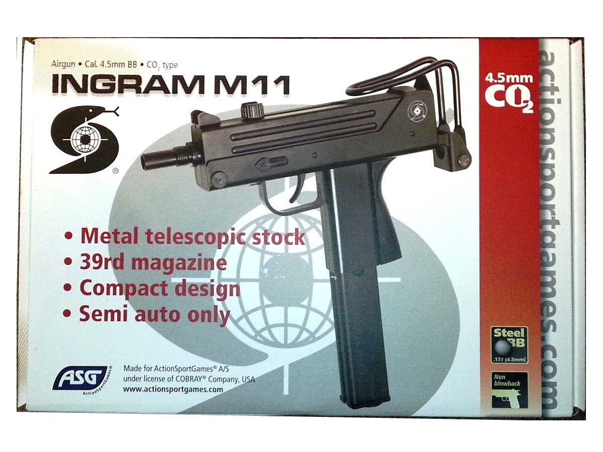 Ingram Cobray M11 CO2 4,5 mm ASG billes acier 3,2 joules